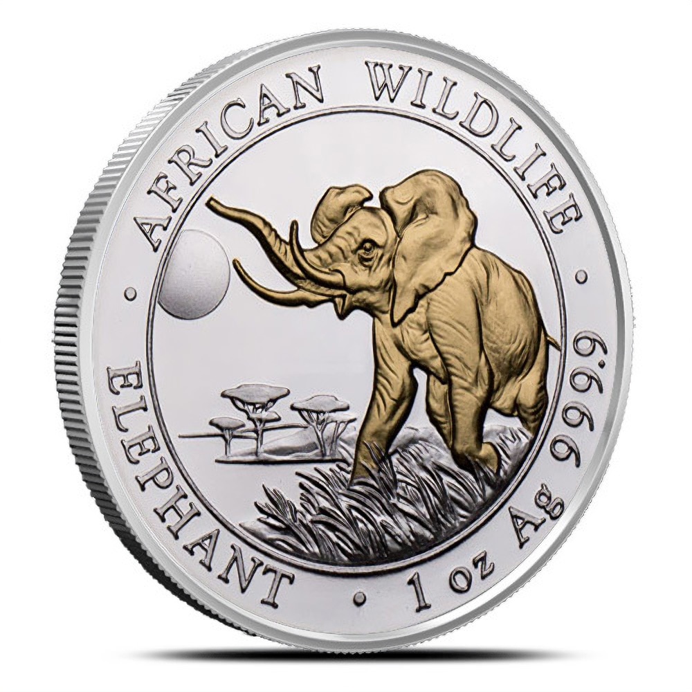 Buy 2016 1 oz Somalia Silver Elephant Coins (Gilded) ¦ JM Bullion™