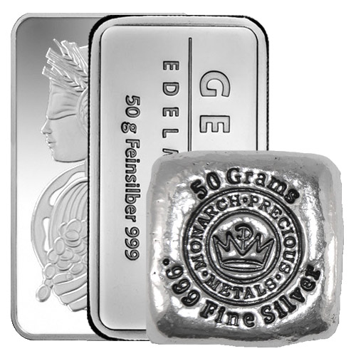 50 Gram Silver Bars (Varied Condition, Any Mint) l JM Bullion™