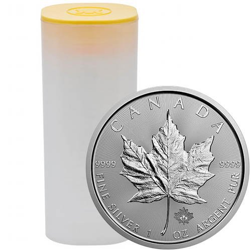 2022 1 oz Canadian Silver Maple Leaf Tube (25 Coins, BU) l JM Bullion™