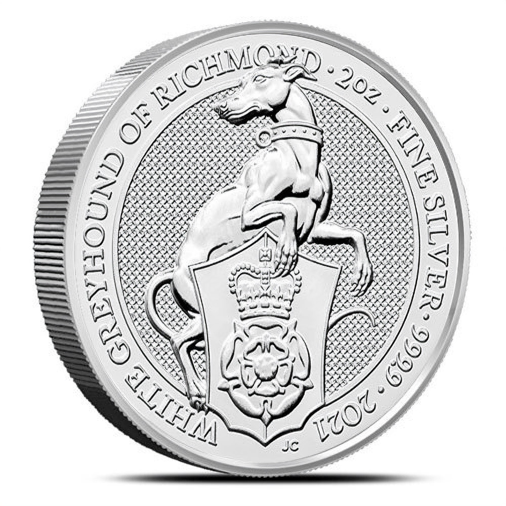 2021 2 oz British Silver Queen's Beast White Greyhound Coin l JM Bullion™