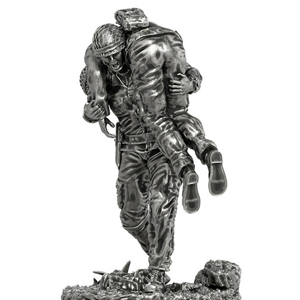 6 oz Antique Finish Silver Soldiers Wounded Soldier Statue l JM Bullion™