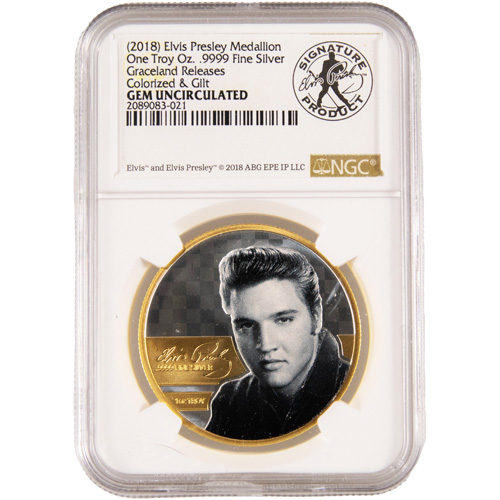 2018 Elvis Presley Silver Medal NGC GEM Uncirculated (Gold Plated) l JM ...