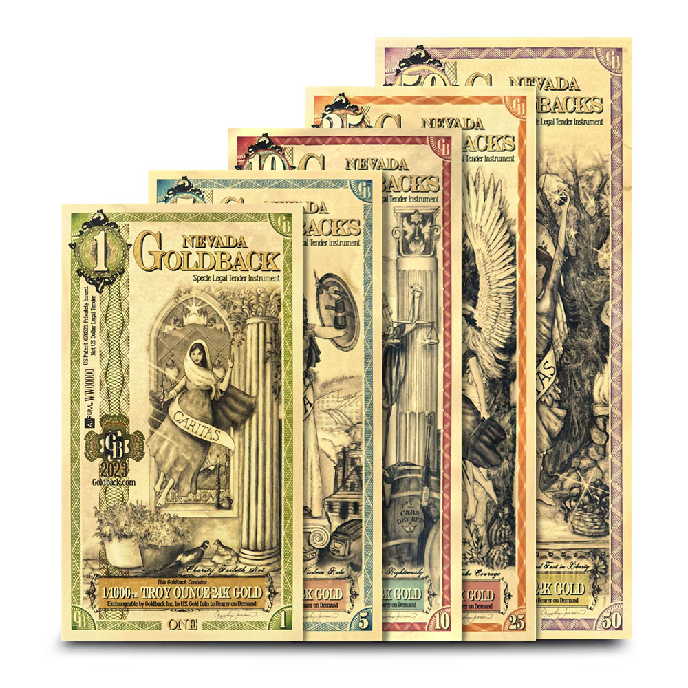 5 Piece Nevada Goldback Gold Note Set (New) l JM Bullion™