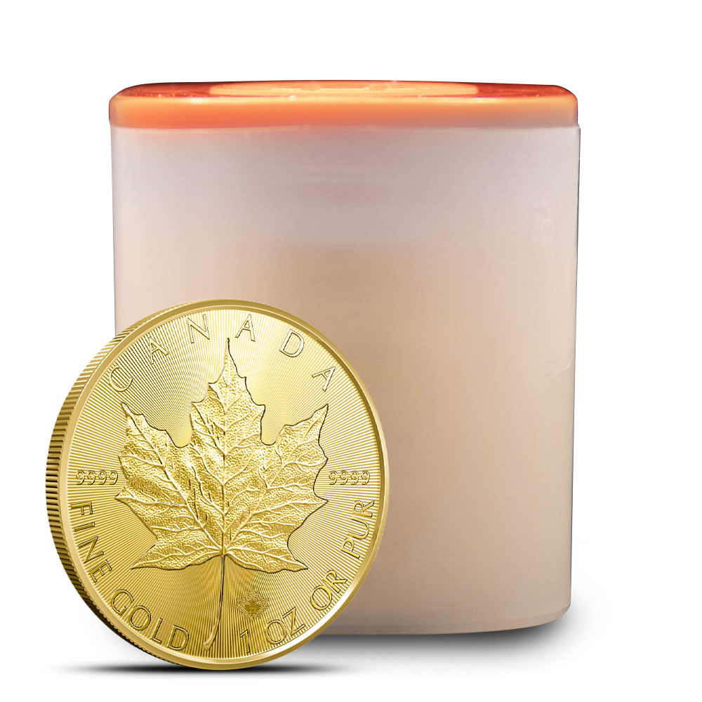 2024 1 oz Canadian Gold Maple Leaf Tube (10 Coins, BU) l JM Bullion™