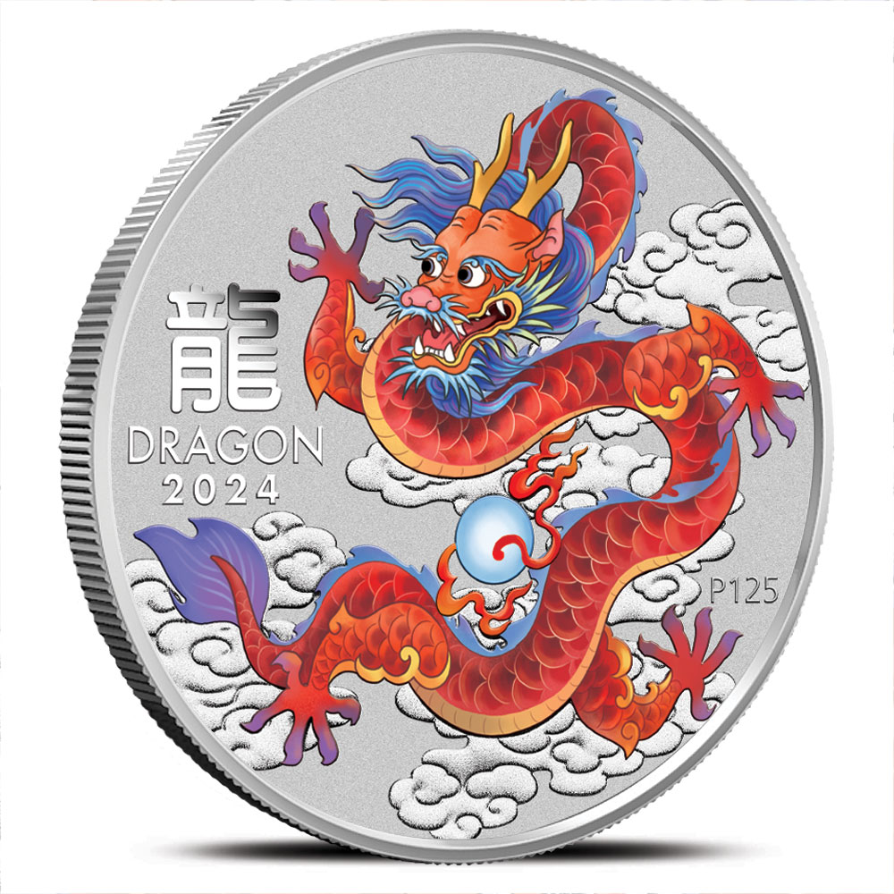 Proof Colorized Australian Silver Lunar Red Dragon Coin (In Card) l JM ...