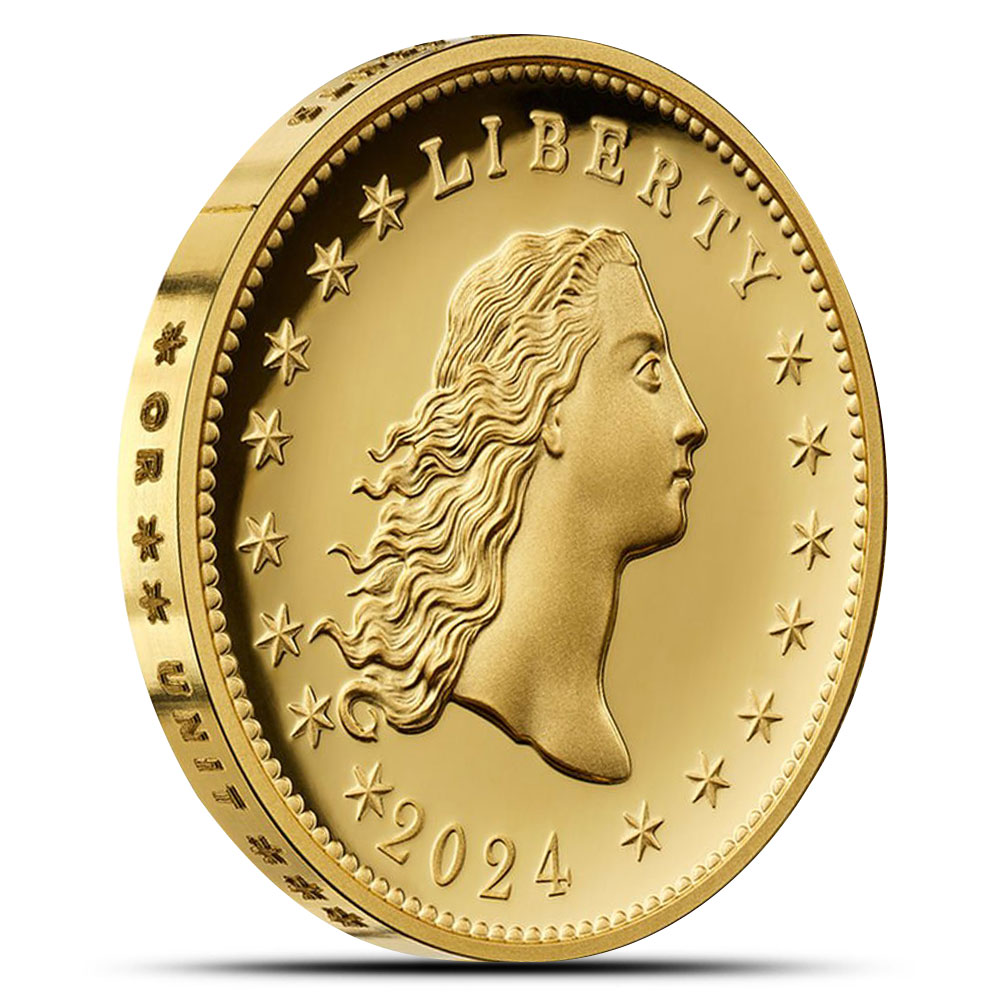 2024 1 oz Proof American Gold 230th Anniversary Flowing Hair Coin l JM ...